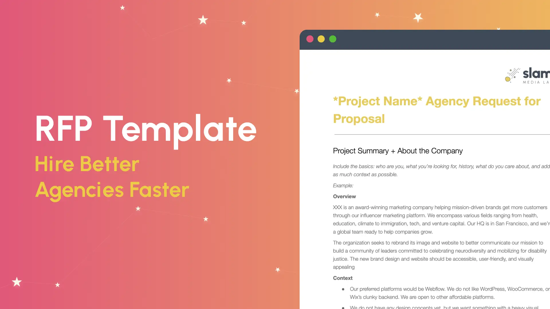 Agency RFP Template [What to Include + Examples] | Slam Media Lab